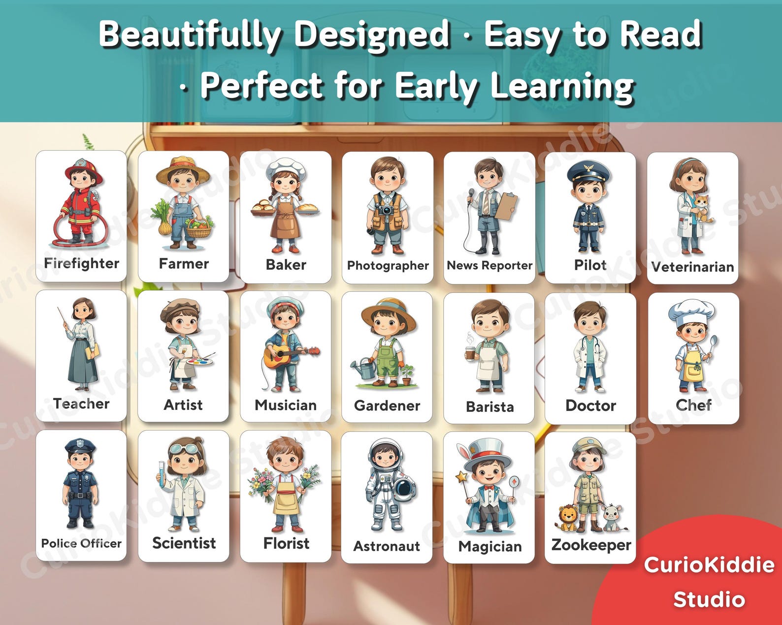 Occupation Flashcards for Kids – 20 Printable Job Cards – Educational ...