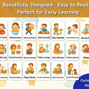 20 Daily Routine Flashcards for Kids – Printable Visual Schedule for ...