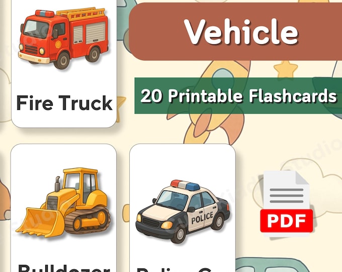 20 Printable Vehicle Flashcards for Kids – Transportation Learning Set ...