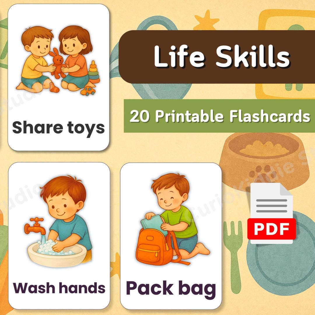 20 Life Skills Flashcards for Kids – Printable Self-care & Social ...