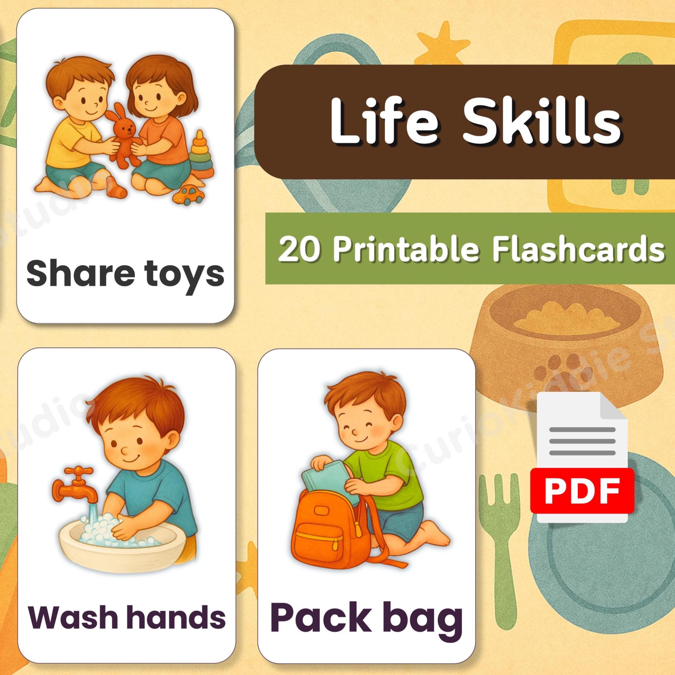 20 Life Skills Flashcards for Kids – Printable Self-care & Social ...