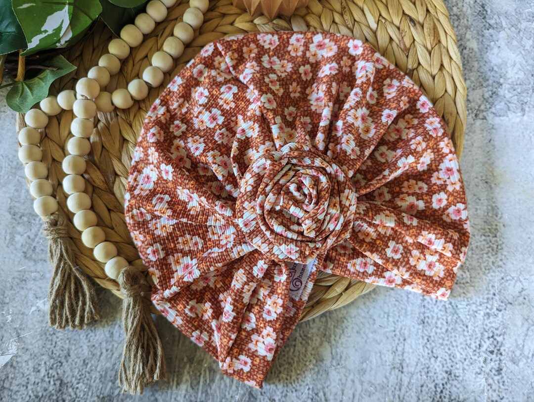 Rust and Pink Floral Turban for Women- Headcover for Hair Loss- Top ...