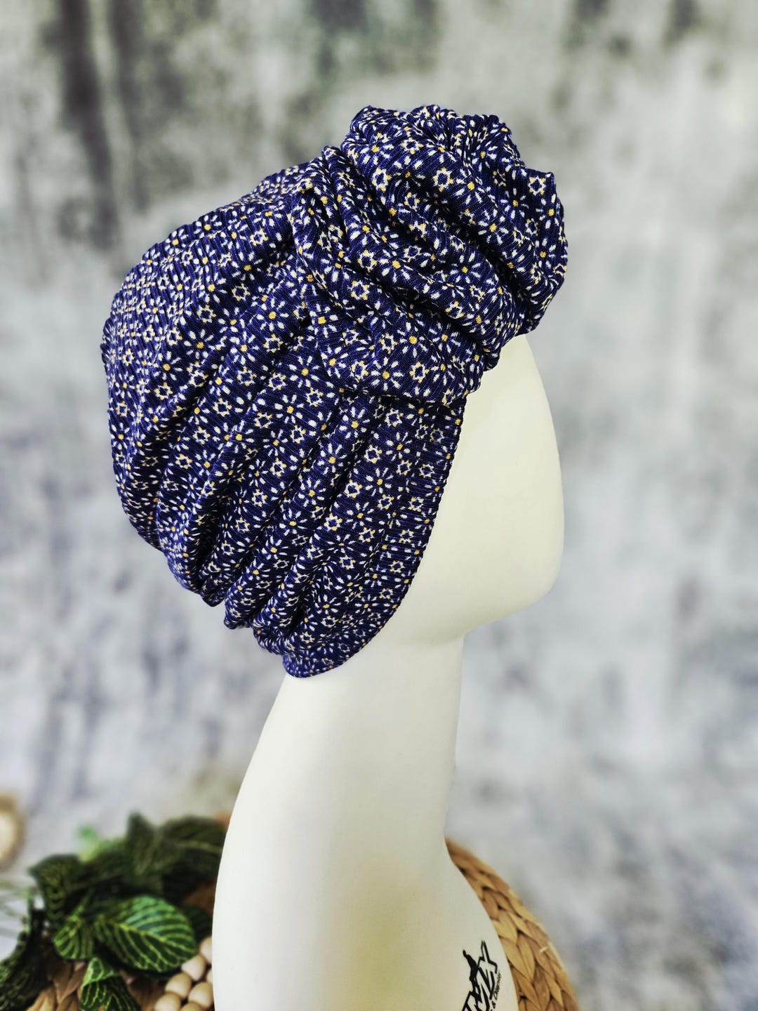 Blue Star Knit Turban: Chemo Headwrap, Head Scarf, Hair Loss Cover ...