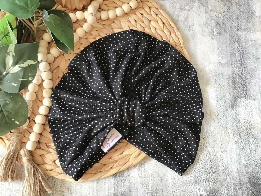 Black and White Polka Dot Turban, Turban for Women, Headcover for Hair ...