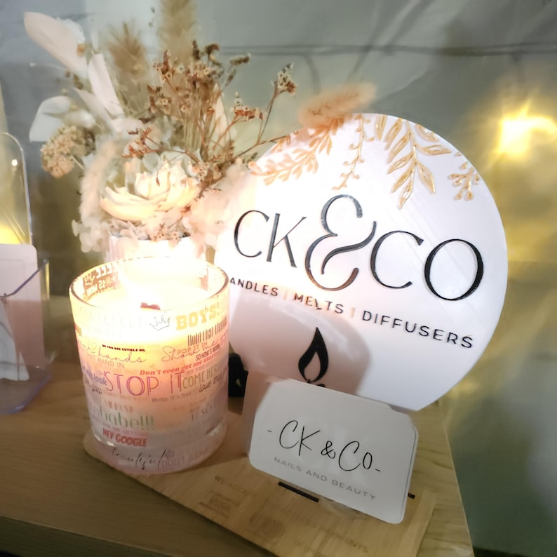 Custom 3D Printed Business Logo Sign With Ornamental Easel – Circular ...