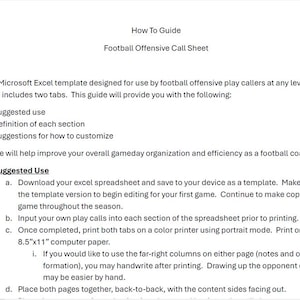 Football Offensive Play Call Sheet - Etsy
