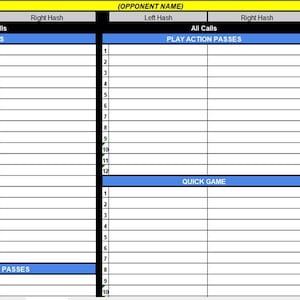 Football Offensive Play Call Sheet - Etsy