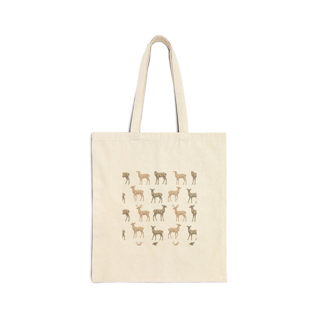 Neutral Deer Print Tote | Minimalist Woodland Canvas Bag - Etsy