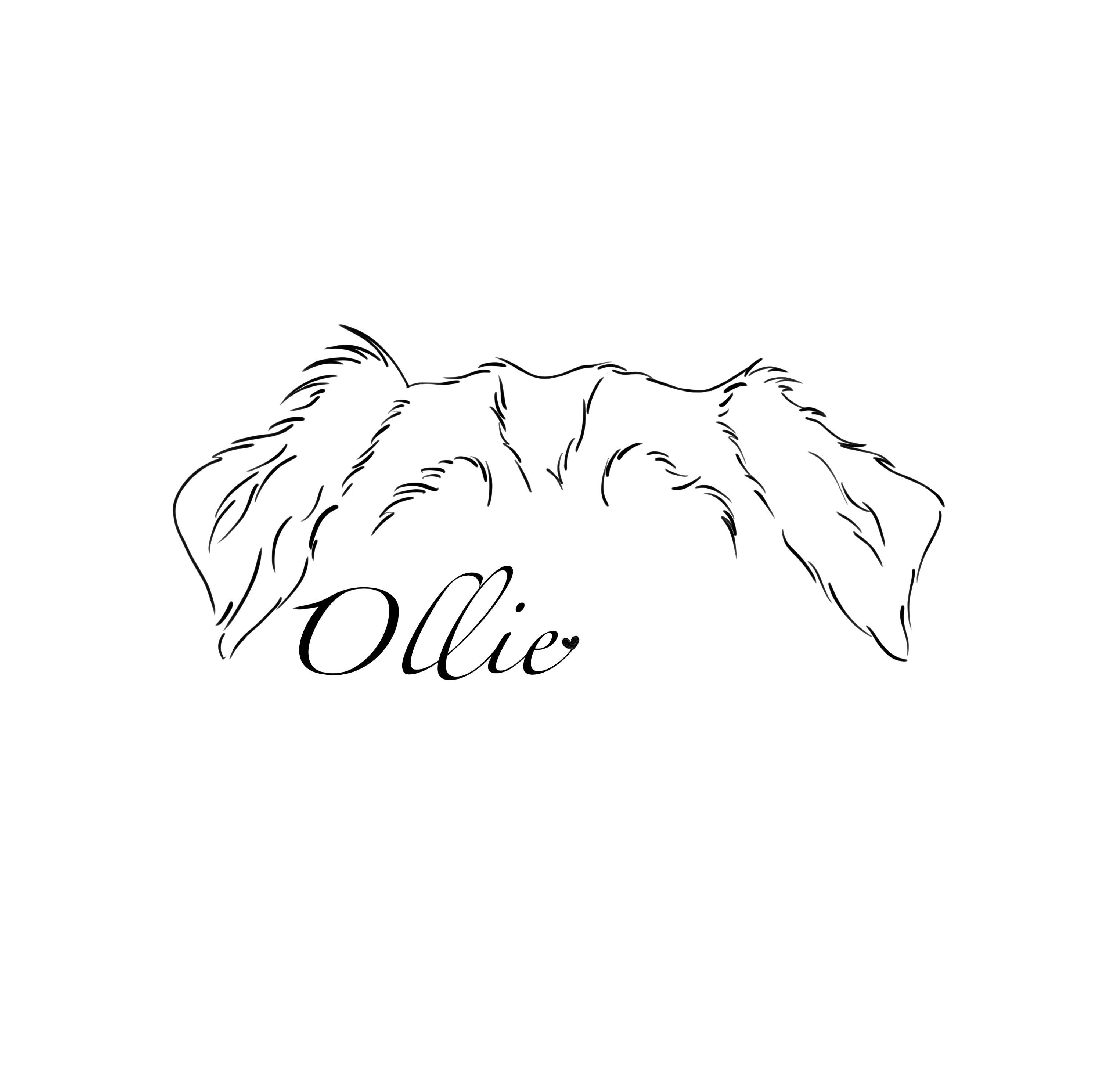 Custom Pet Ear Outline Drawing, Dog Ear Drawing, Pet Ear Tattoo Design ...