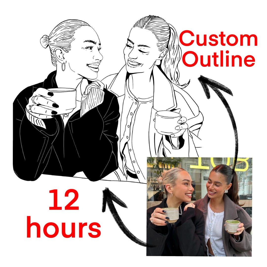 Custom Line Drawing From Photo, Couples Portrait, Custom Line Drawing ...