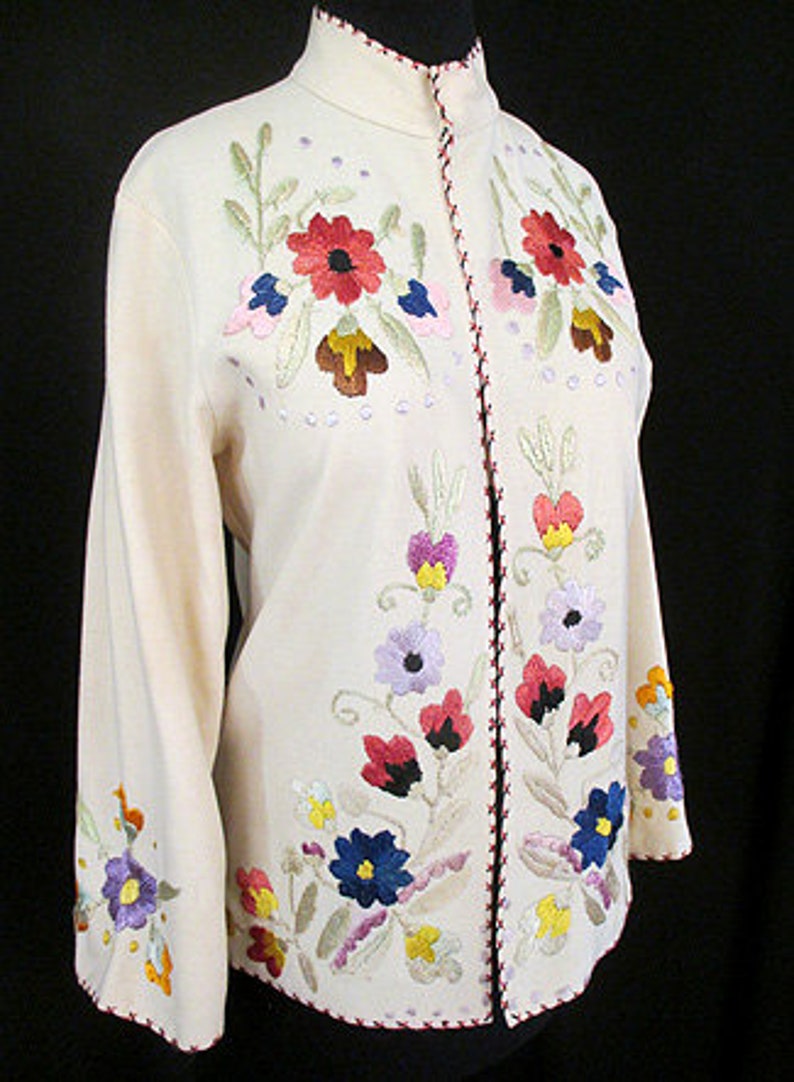 Exquisite 1950's Cream wool felt Jacket with Hand | Etsy