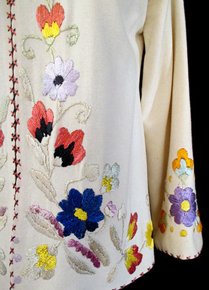 Exquisite 1950's Cream wool felt Jacket with Hand | Etsy