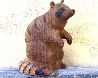 Wood Raccoon Carving - Etsy