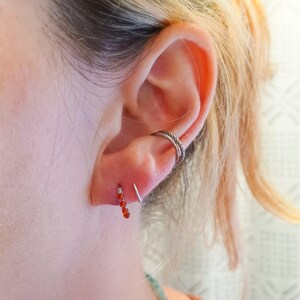Faux Double Gemstone Ear Hugger Hoop Earrings - Etsy