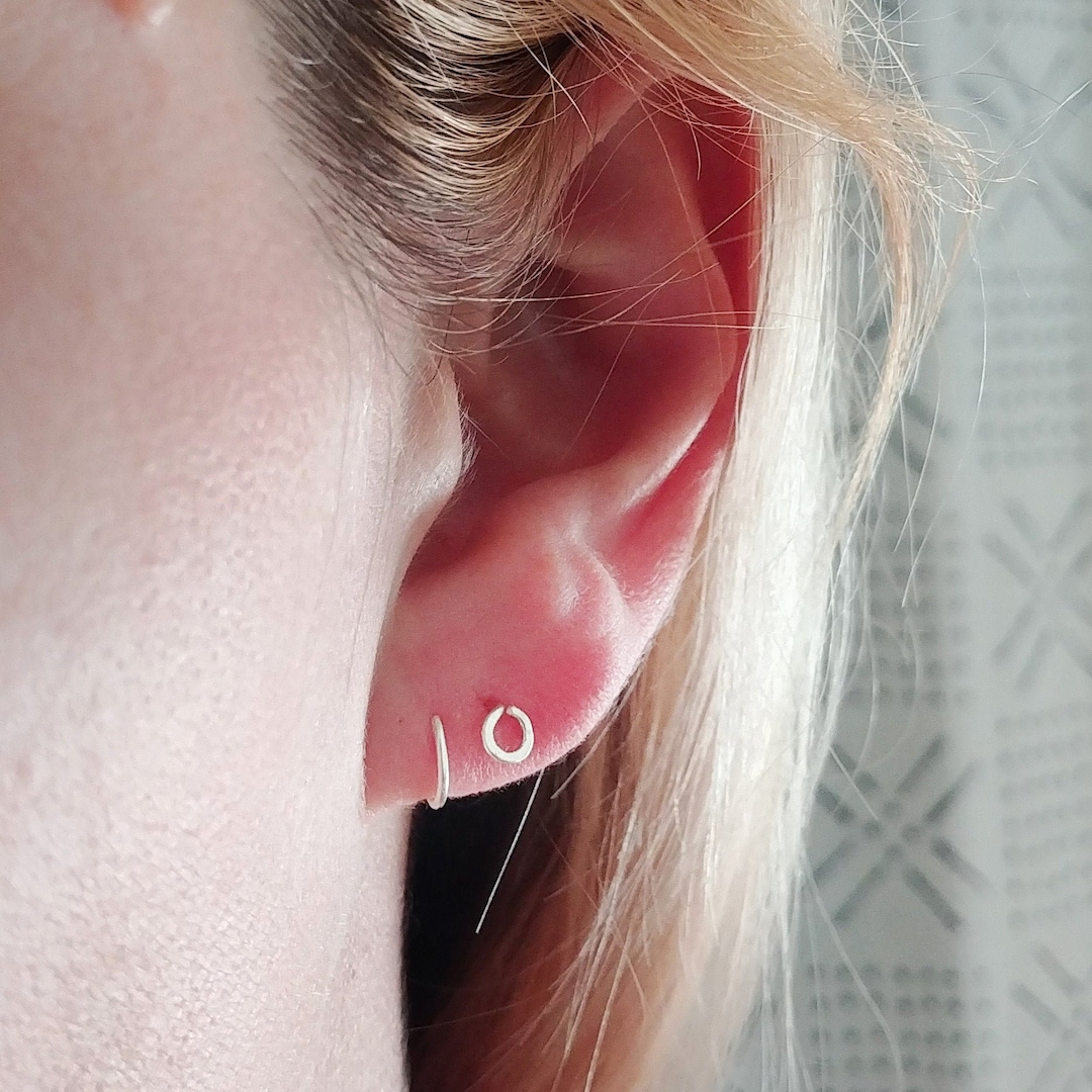 Fake Double Piercing Threader Earrings, Minimalist - Etsy