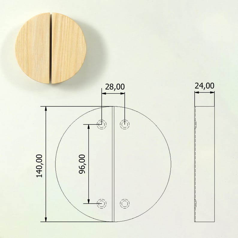 Wooden Round Handles, Wardrobe Pulls, Wood Drawer Knobs, Ash Wood ...