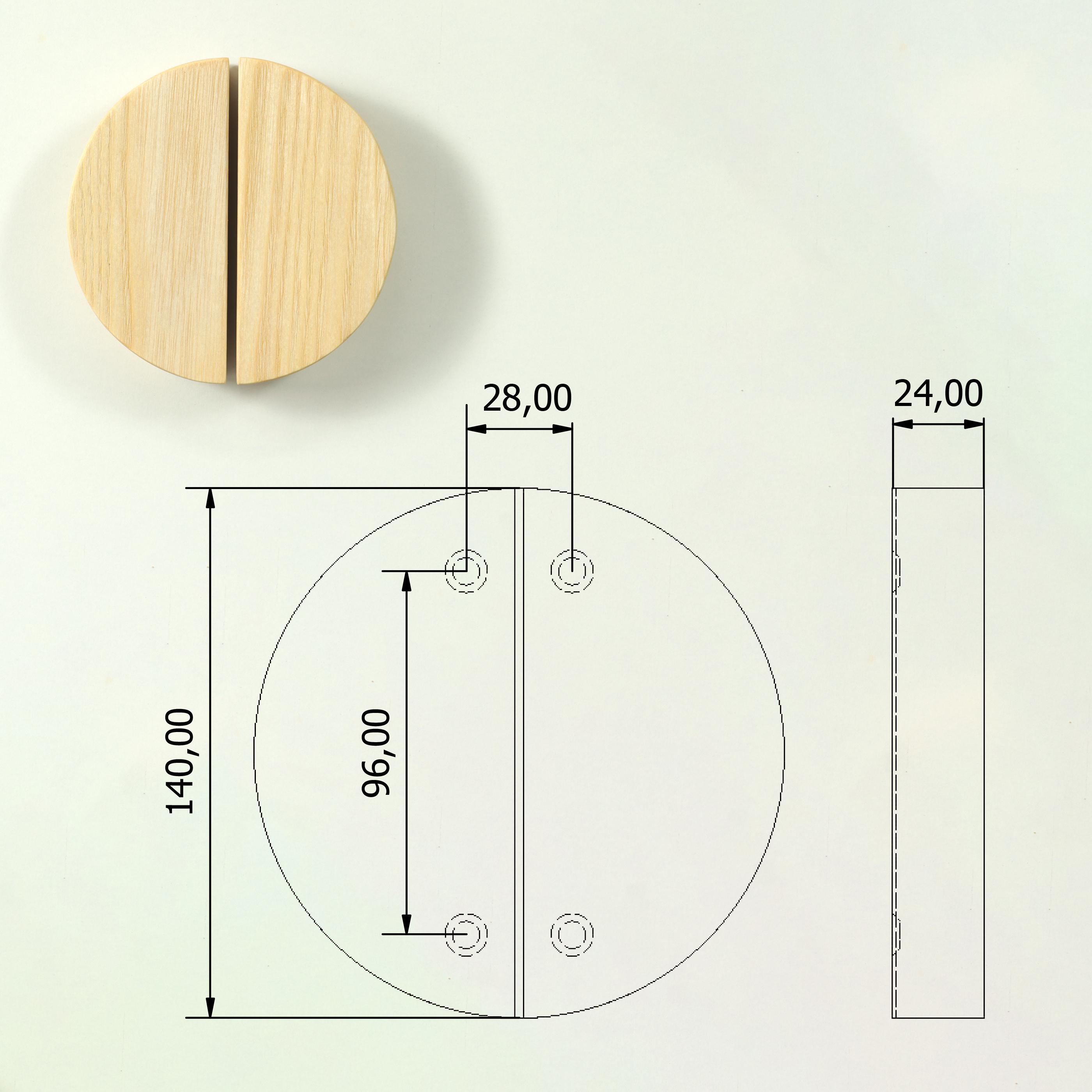 Wooden Round Handles, Wardrobe Pulls, Wood Drawer Knobs, Ash Wood ...