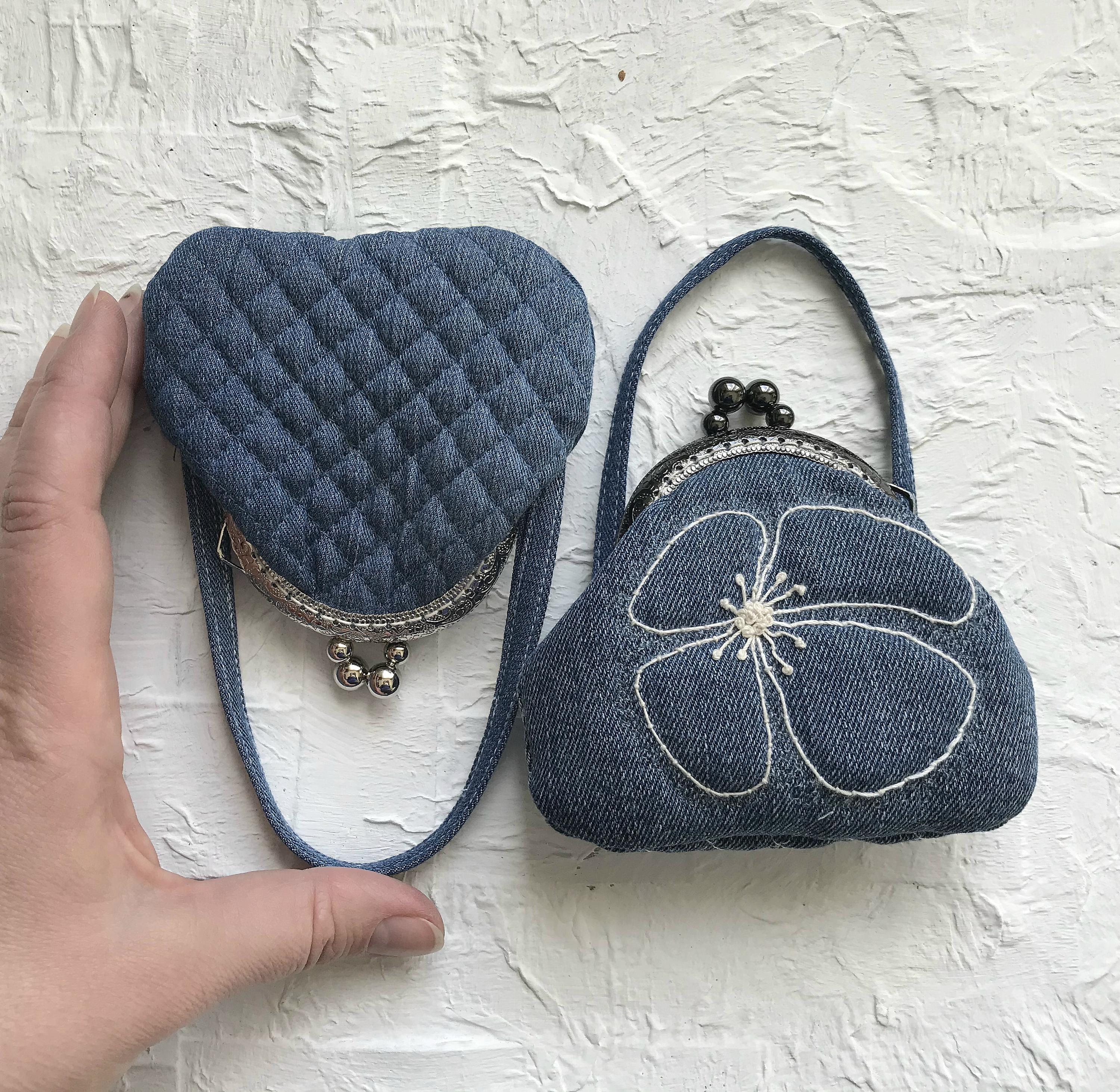 Denim Kiss Clasp Bag Diy Volumetric Trapunto Embroidery Sewing Pattern ...