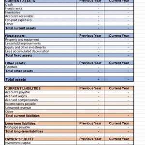 Balance Sheet Template • Google Sheets Financial Statement • Accounting ...