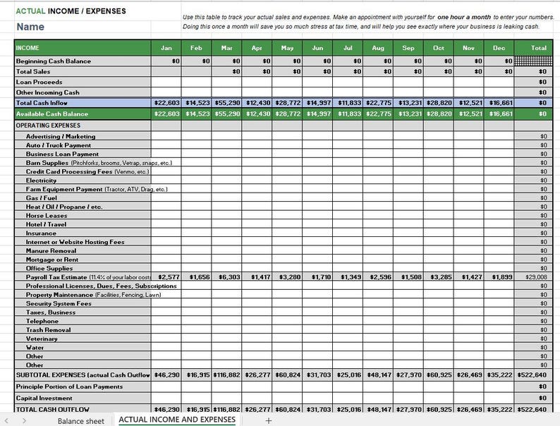 Balance Sheet Template for Google Sheets • Small Business Financial ...