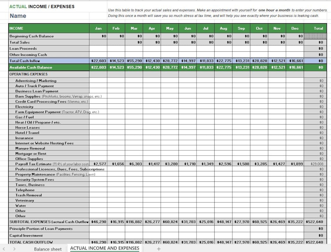 Balance Sheet Template • Google Sheets Financial Statement • Accounting ...