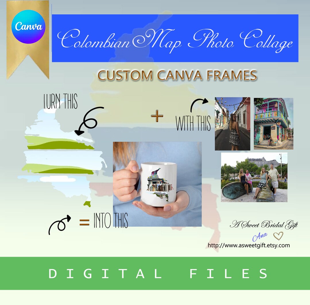Map Collage Frame Templates *colombia , Memories Keeper, Canva Frame ...