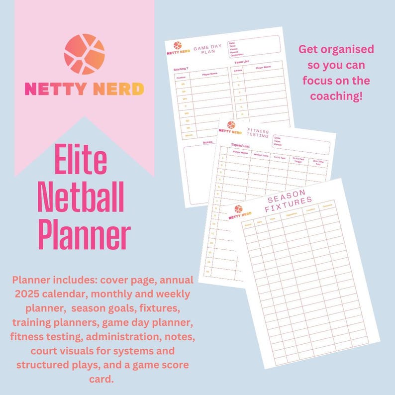 Elite Netball Coach Season Planner 2025 Classic - Etsy Australia