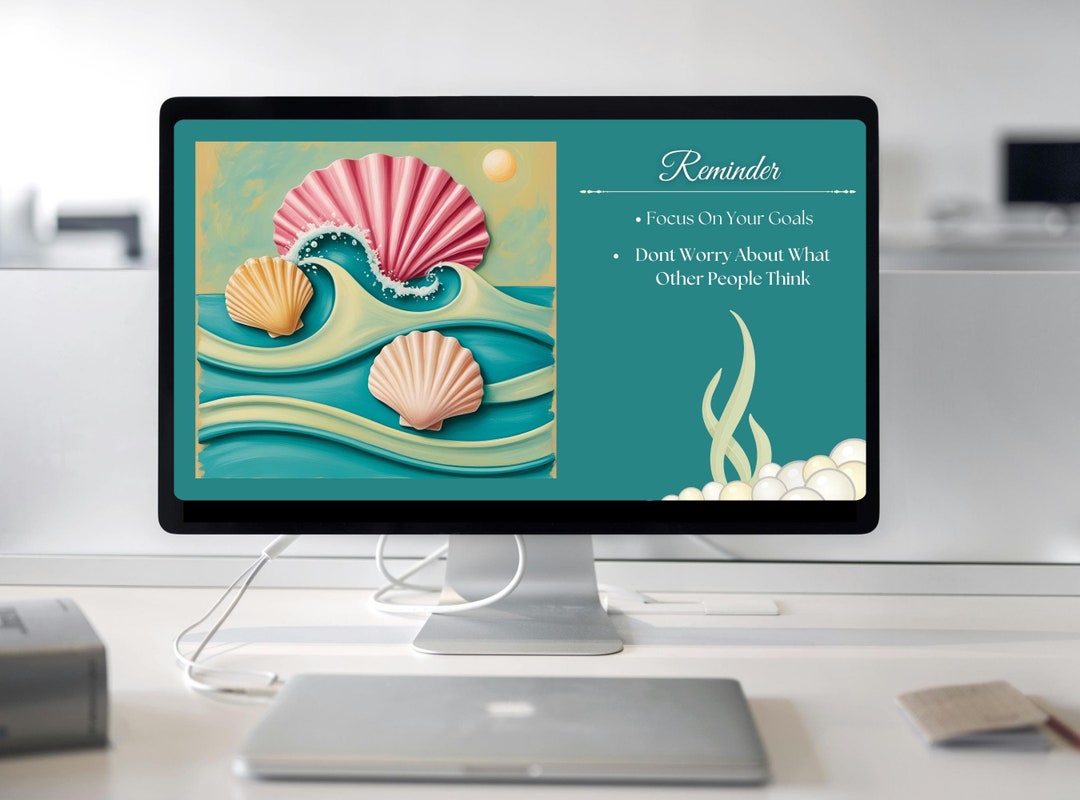Ocean Waves Scallop Shell Wallpaper - Motivational Digital Download for ...