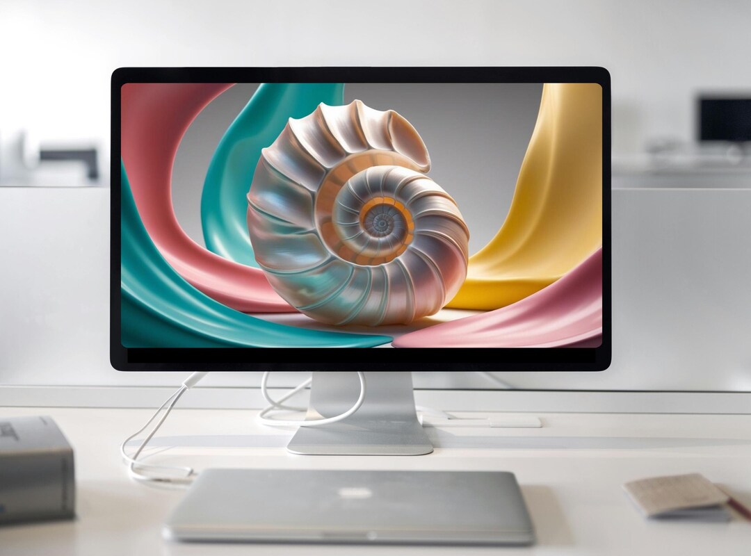 Abstract Pastel Shell Wallpaper – Iridescent Volute Spiral With Fluid ...