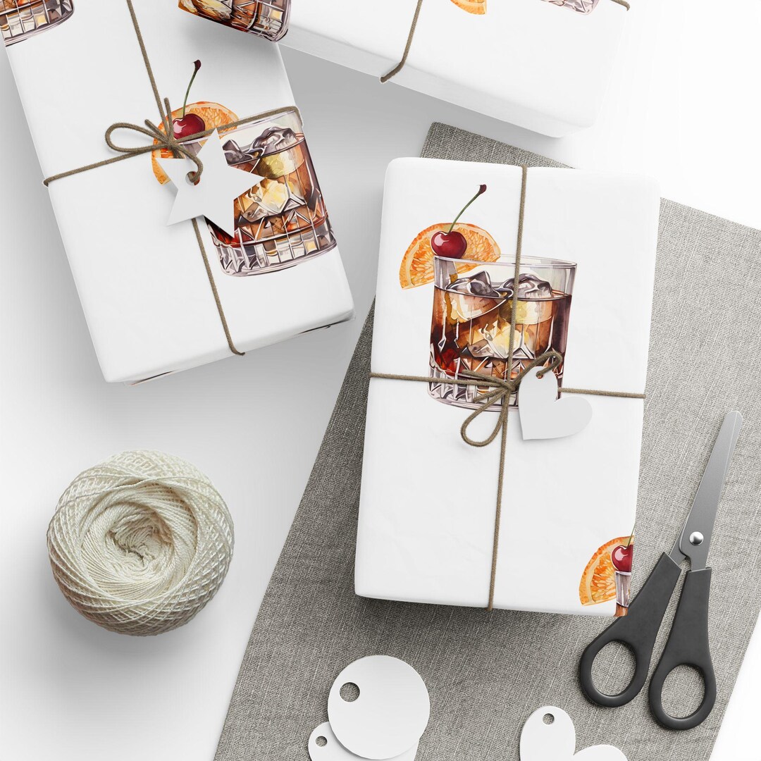 Old Fashioned Cocktail Wrapping Paper, Old Fashioned Drink Design ...