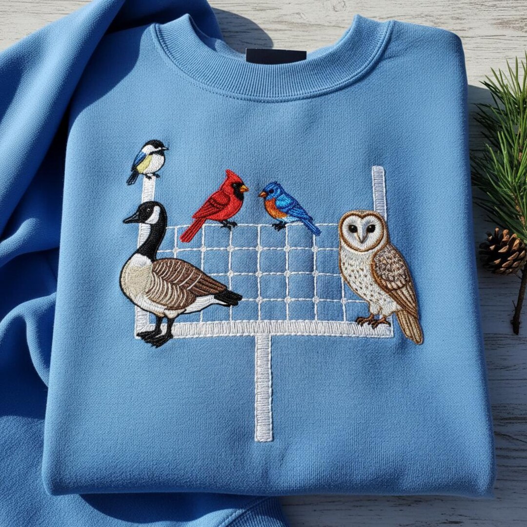 Bird Football Goalpost Embroidered Sweatshirt, Funny Bird Crewneck ...