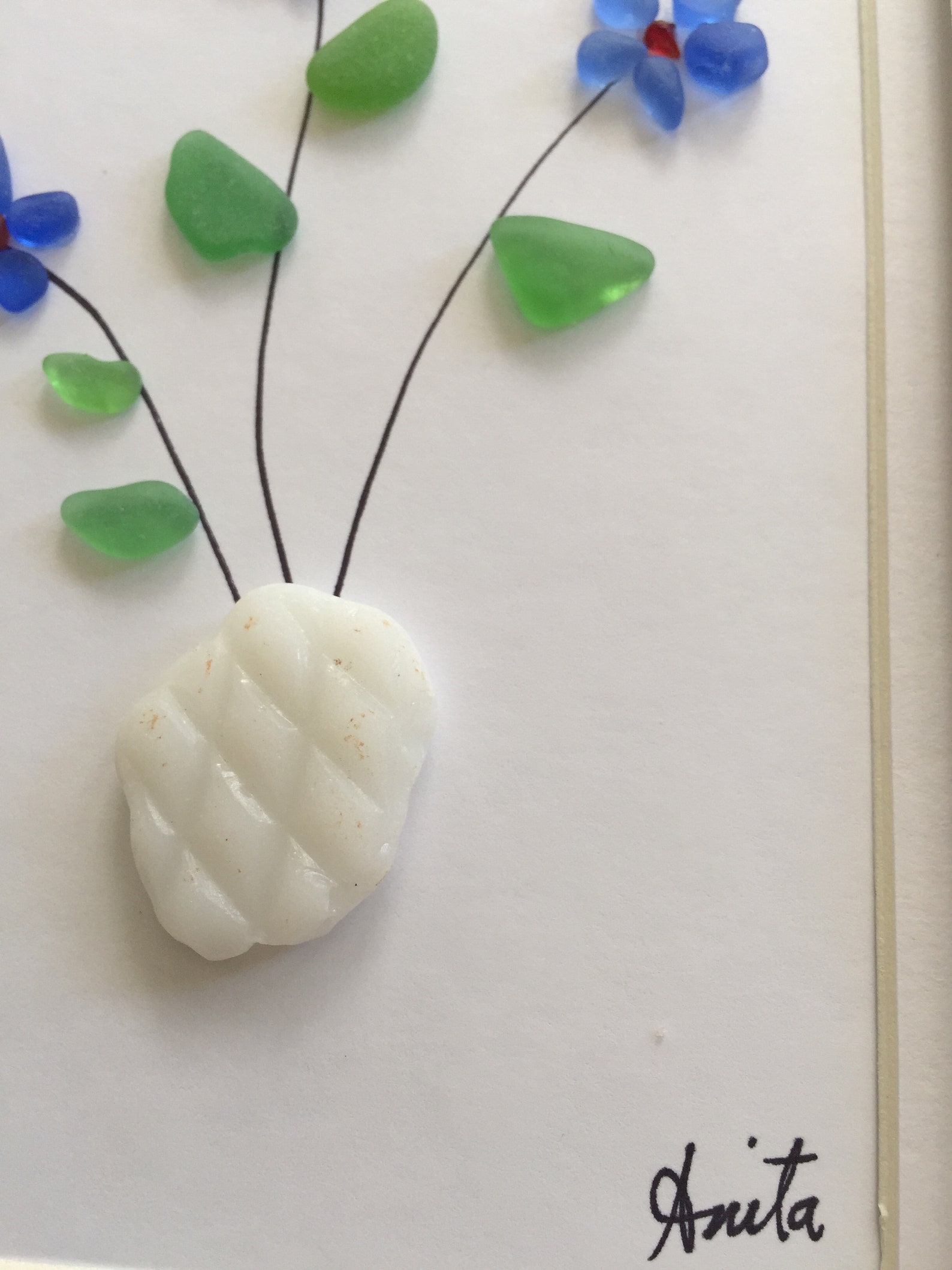 Handmade Flowers Art In Vase Sea Glass T For Friend Beach Etsy