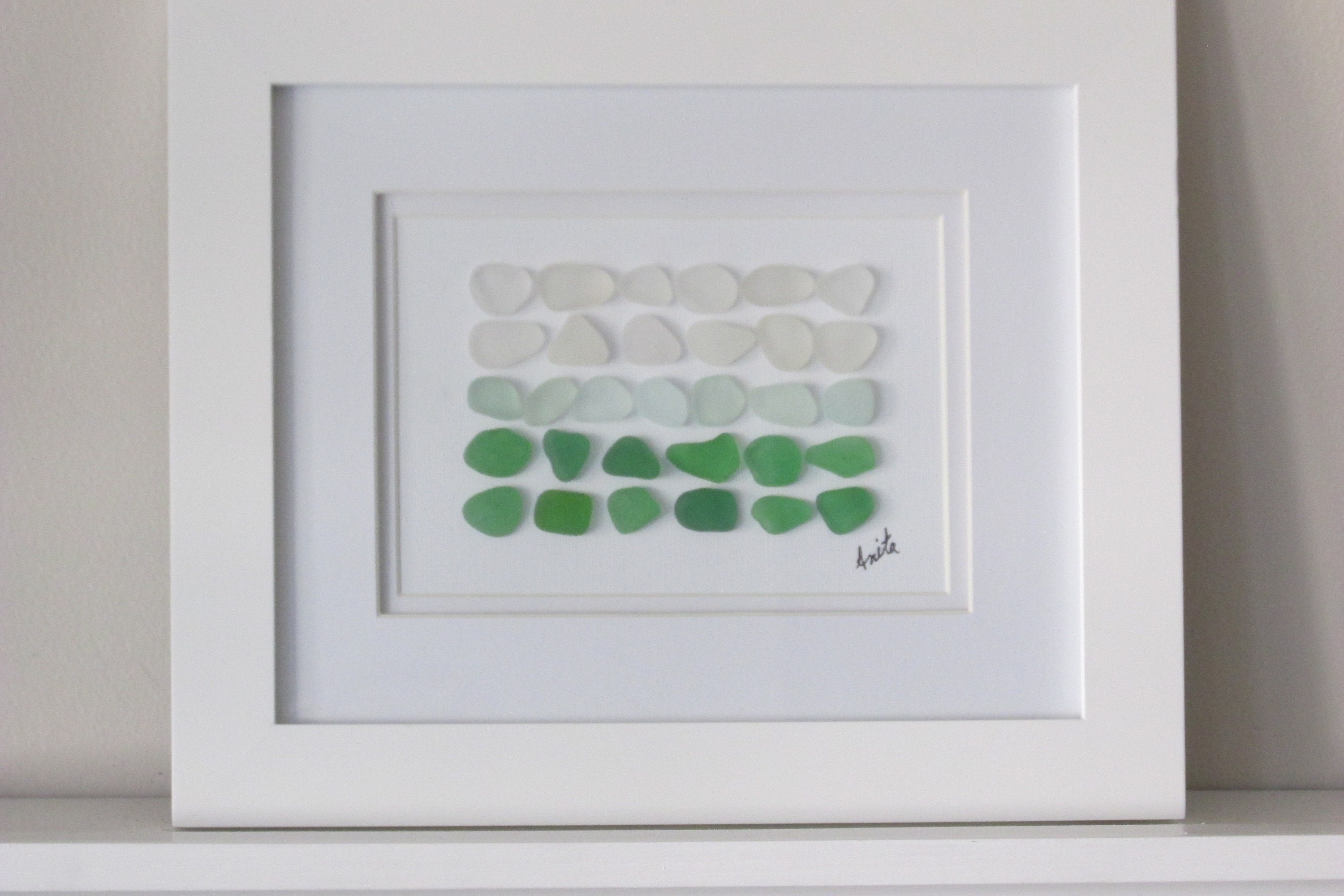 Sea Glass Art Design Framed Artwork Seaglass Beach Design Etsy