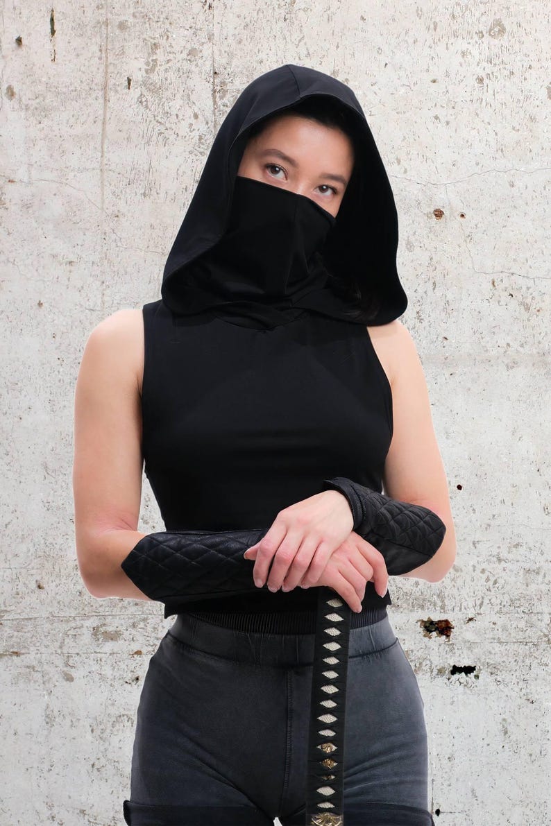 Assassin Vest Top Hooded With Removable Mask, Burning Man Outfit Women ...