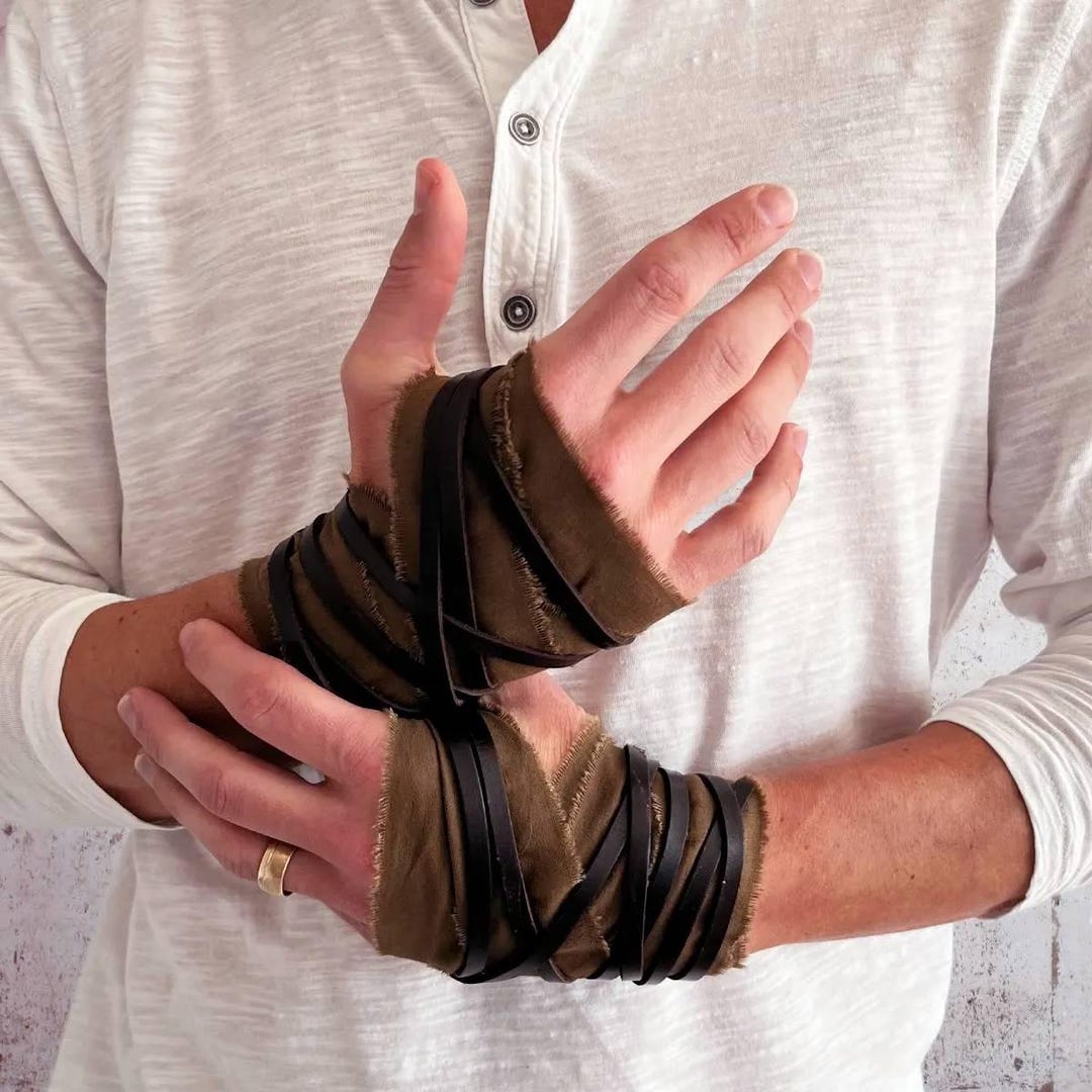 Umber Battle Wraps Medieval Hand & Wrist Binding Fingerless Gauntlet ...