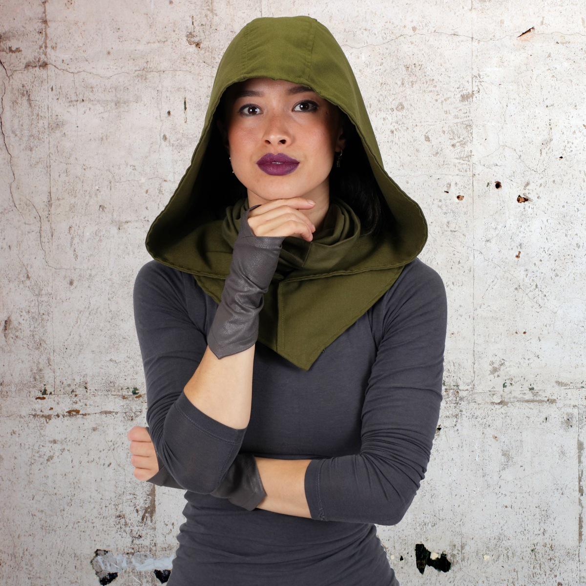 Black Cotton Linen Assassin Hood Detachable Mask Gothic Ninja Rogue ...