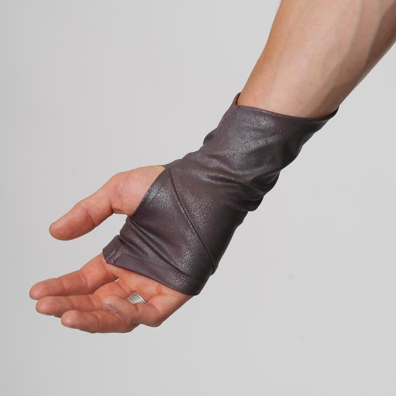 Black Medieval Assassin Gloves Costume Fingerless Gauntlet Fantasy ...