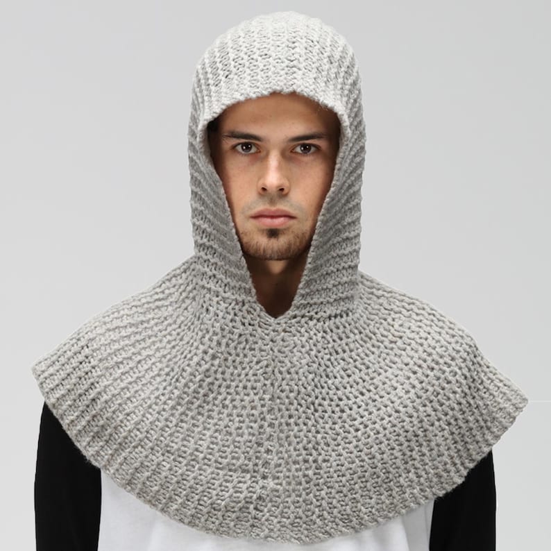 Chainmail Hood Burning Man Coif Armor Templar Cowl Hoodie Ren Faire ...