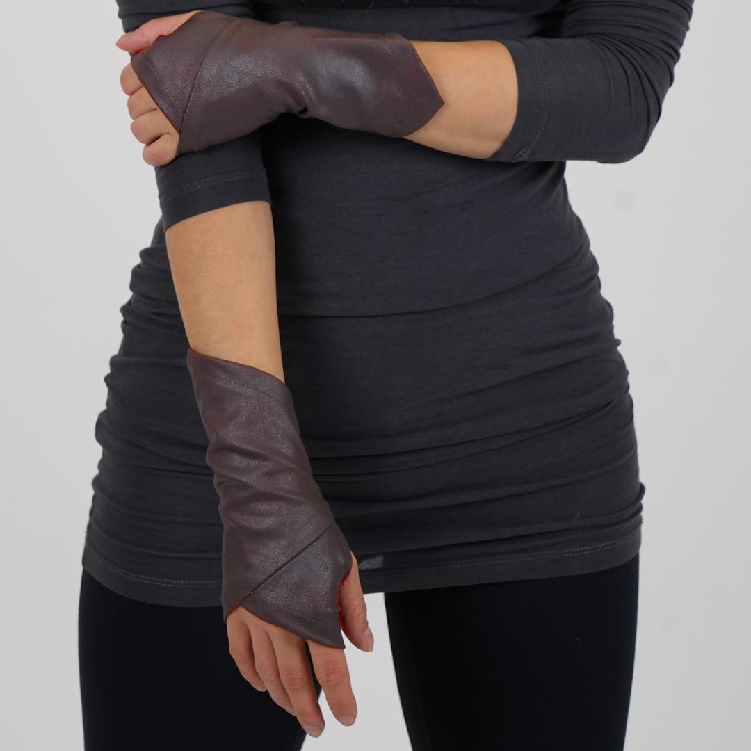 Brown Medieval Assassin Gloves Costume Fingerless Gauntlet Fantasy ...