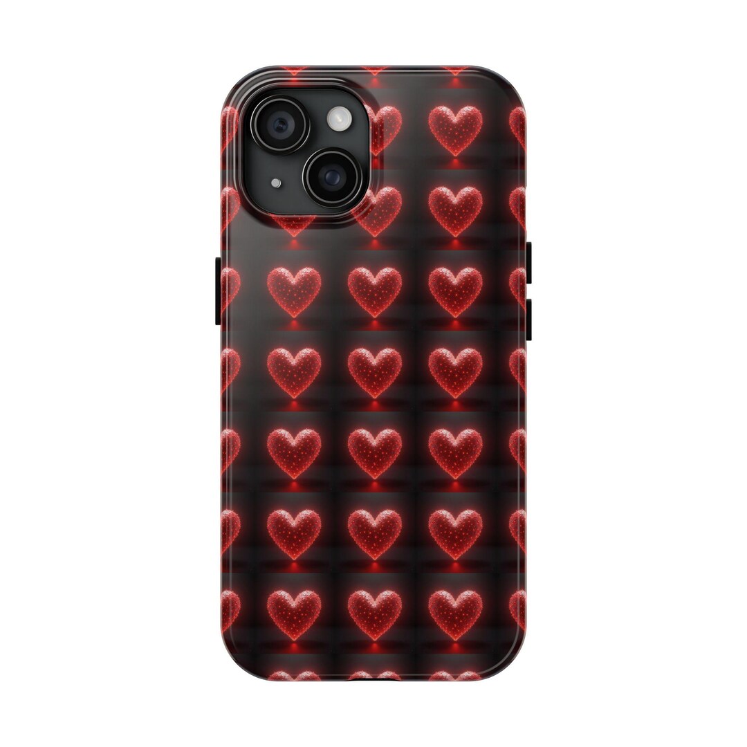Heart Pattern Tough Phone Case for Iphone, Valentine's Gift, Cute Phone ...