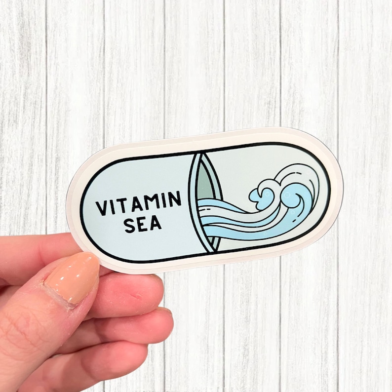 Vitamin Sea Pill Sticker: Ocean Waves Vinyl Decal for Laptop, Water ...
