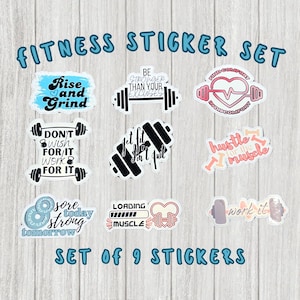 Motivational Fitness Stickers Set #1, Gym Stickers, Workout Stickers (9 ...