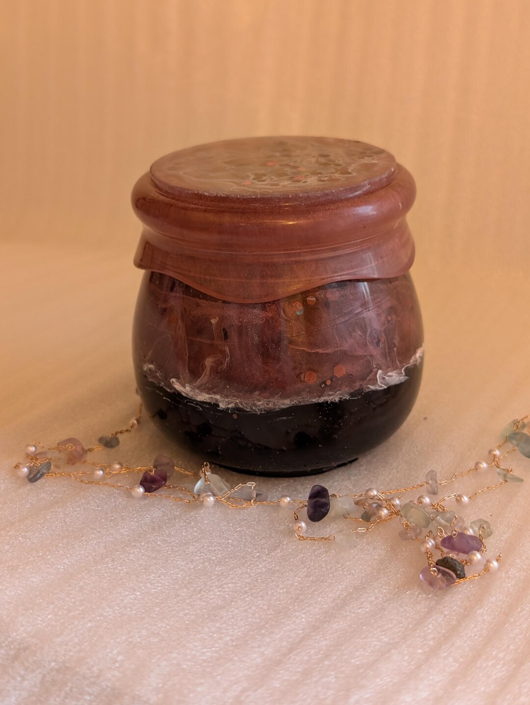 Handmade Epoxy Resin Storage Box, Brown Black Design With White Accent ...