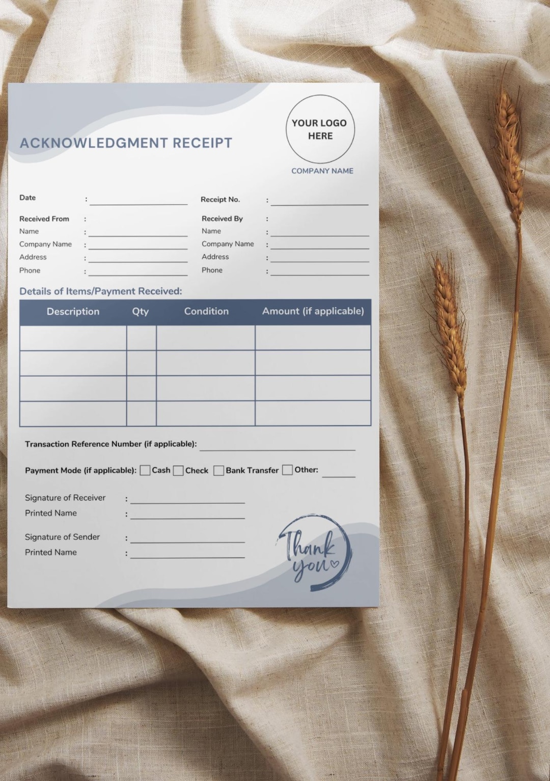 Invoice, Acknowledgment Receipts - 2 Types (one With Both on A Single ...