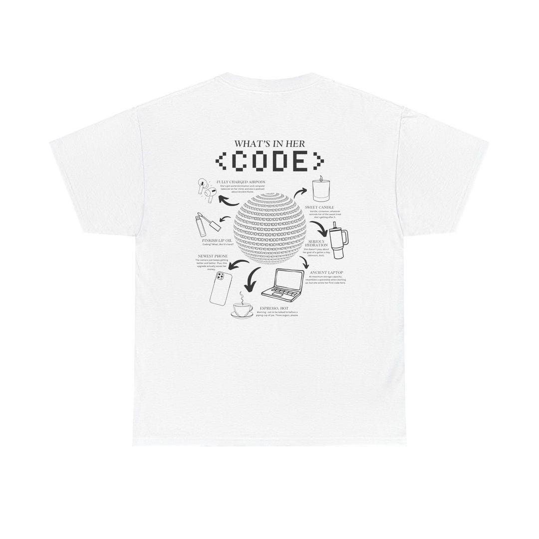 Cool Girls Code: What's in Her Code (bag) Cotton Graphic T-shirt ...
