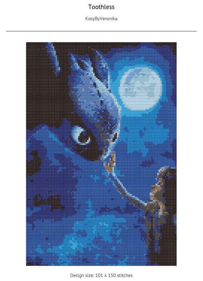 Toothless and Hiccup in Front of the Moon Cross Stitch /panel Crochet ...