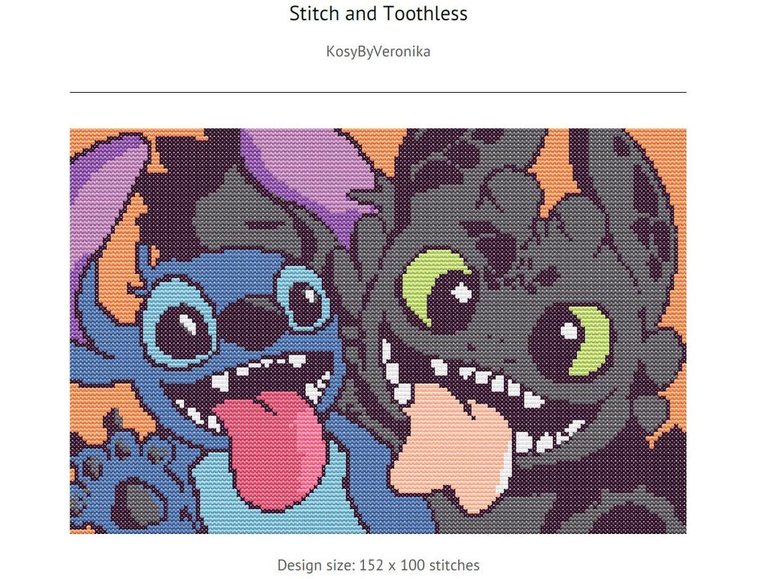 Stitch and Toothless Cross Stitch /panel Crochet /C2C Crochet / Diamond ...