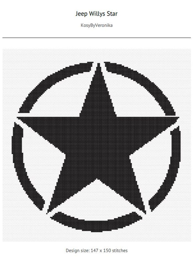 Jeep Star Willys Star Cross Stitch / Panel Crochet / C2C Crochet ...