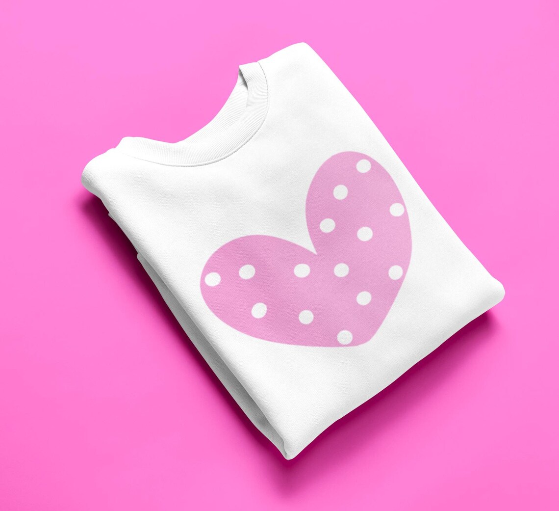 Pink Dot Heart SVG Png,pink Polka Dot Heart Clipart Svg,valentines Pink ...
