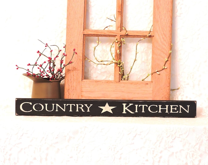 Country Kitchen - Primitive Country Painted Wood Sign, Kitchen Sign ...